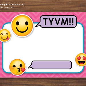 Emoji Thank You Note, Printable Girl's Emoji Flat Thank You Card ...