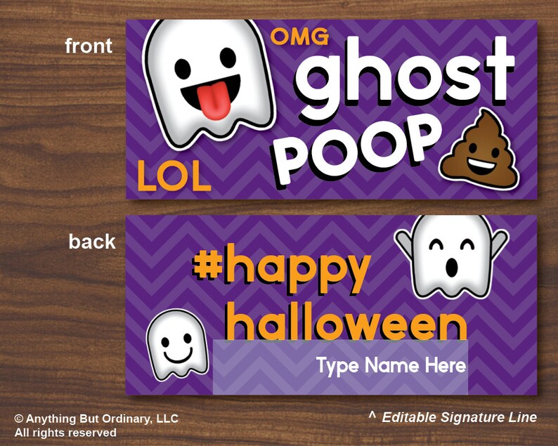 Emoji Halloween Bag Topper Printable Ghost Poop Treat Bag - Etsy