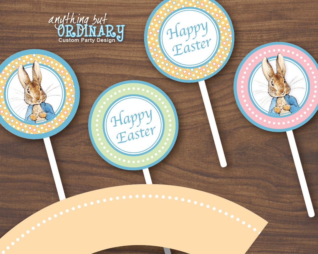 Peter Rabbit Easter Cupcake Toppers and Pastel Cupcake Wrappers ...