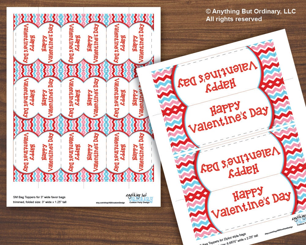 Happy Valentine's Day Bag Toppers Red Pink and Blue - Etsy