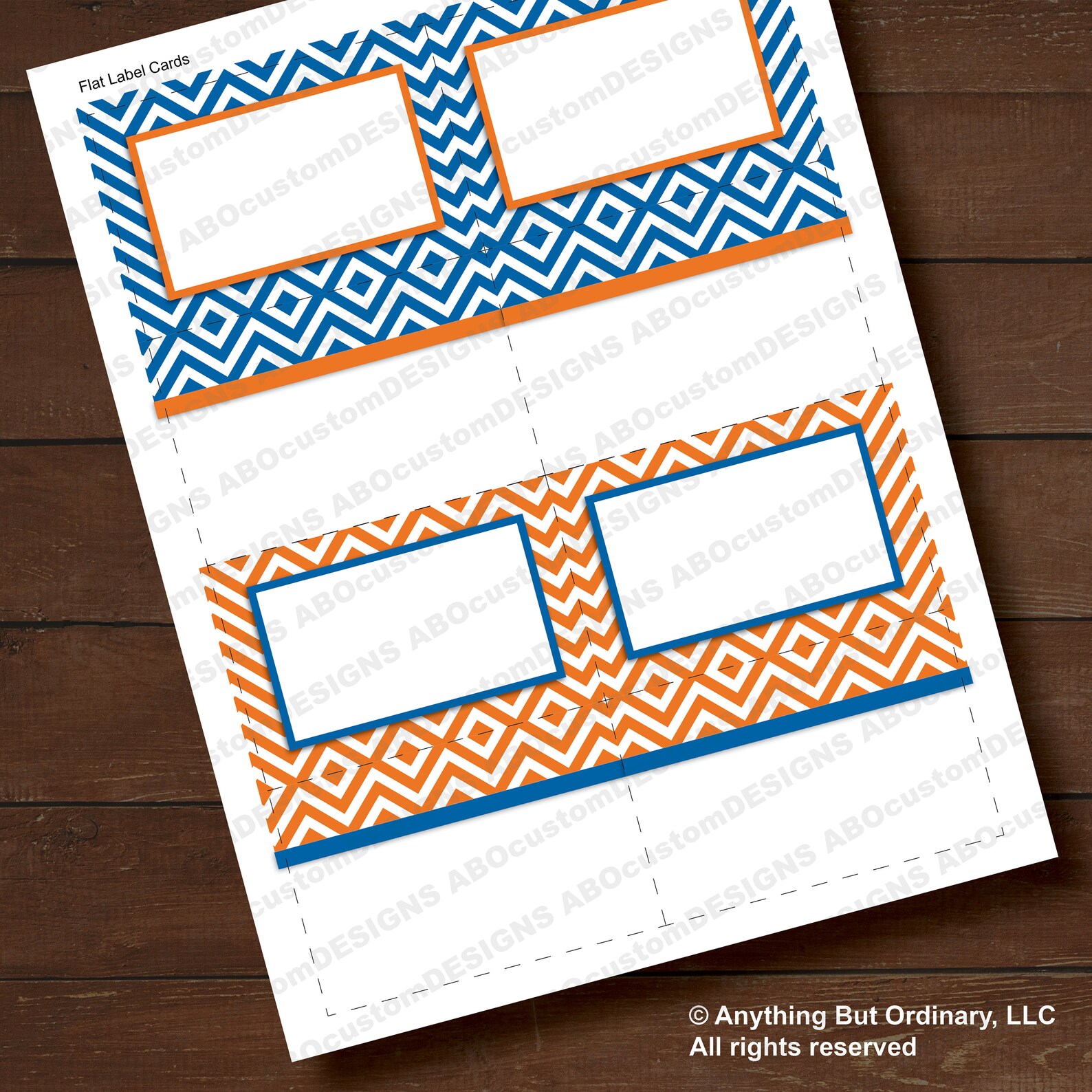 Printable Orange and Blue Label Cards | Editable Chevron Favor Tags ...