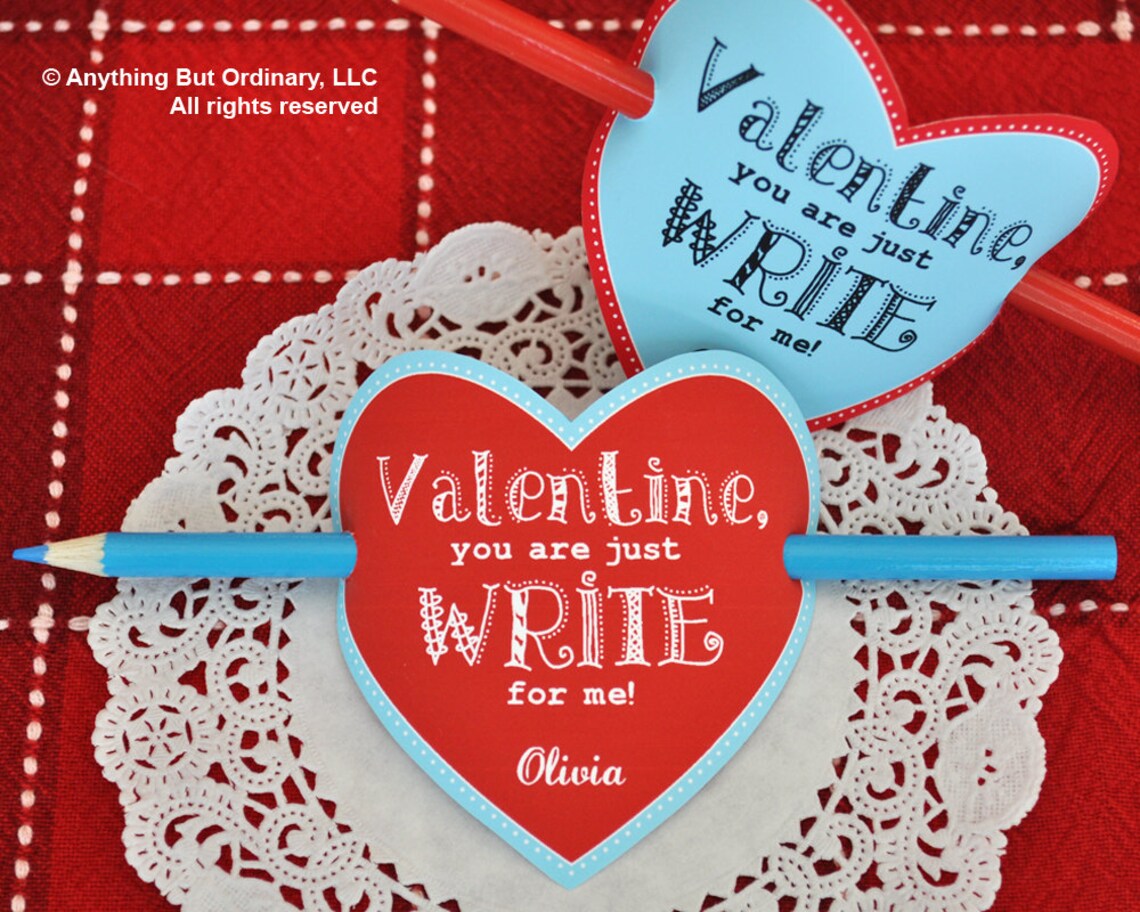 Pencil Valentines Write for Me Pencil Holder Valentine | Etsy