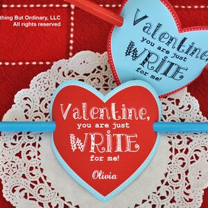 Pencil Valentines, Write for Me Pencil Holder Valentine, Editable Heart ...
