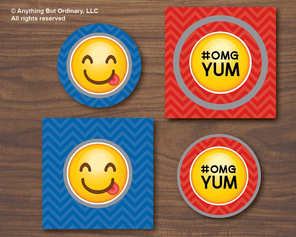 Boy's Emoji Birthday Cupcake Toppers, Printable Emoji Party Circles ...