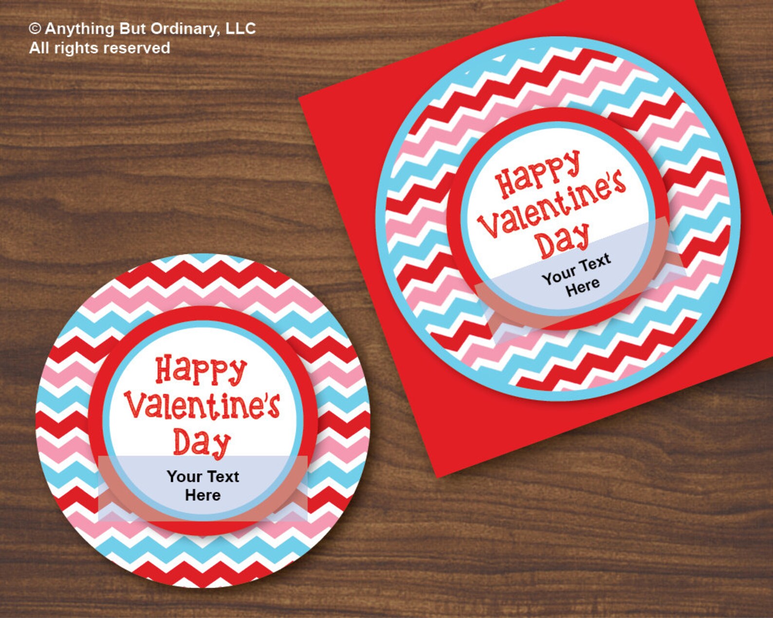 Happy Valentine's Day Editable Tags in Red Pink and Blue | Etsy