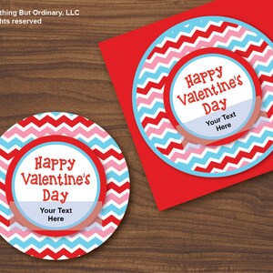 Happy Valentine's Day Editable Tags in Red, Pink and Blue Chevron ...