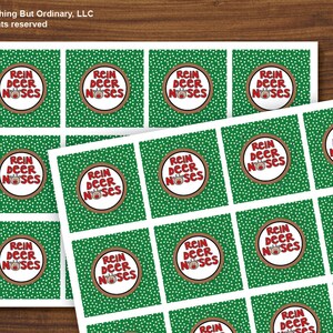 Reindeer Noses Gift Tags, Printable Christmas Favor Tags, Editable ...