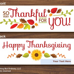 Thankful for You Bag Toppers Editable Thanksgiving Treat Bag - Etsy