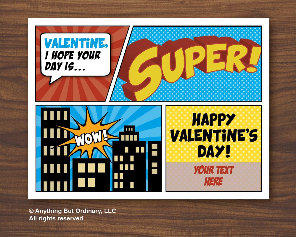 Printable Superhero Valentine Cards Kid's Super Hero - Etsy