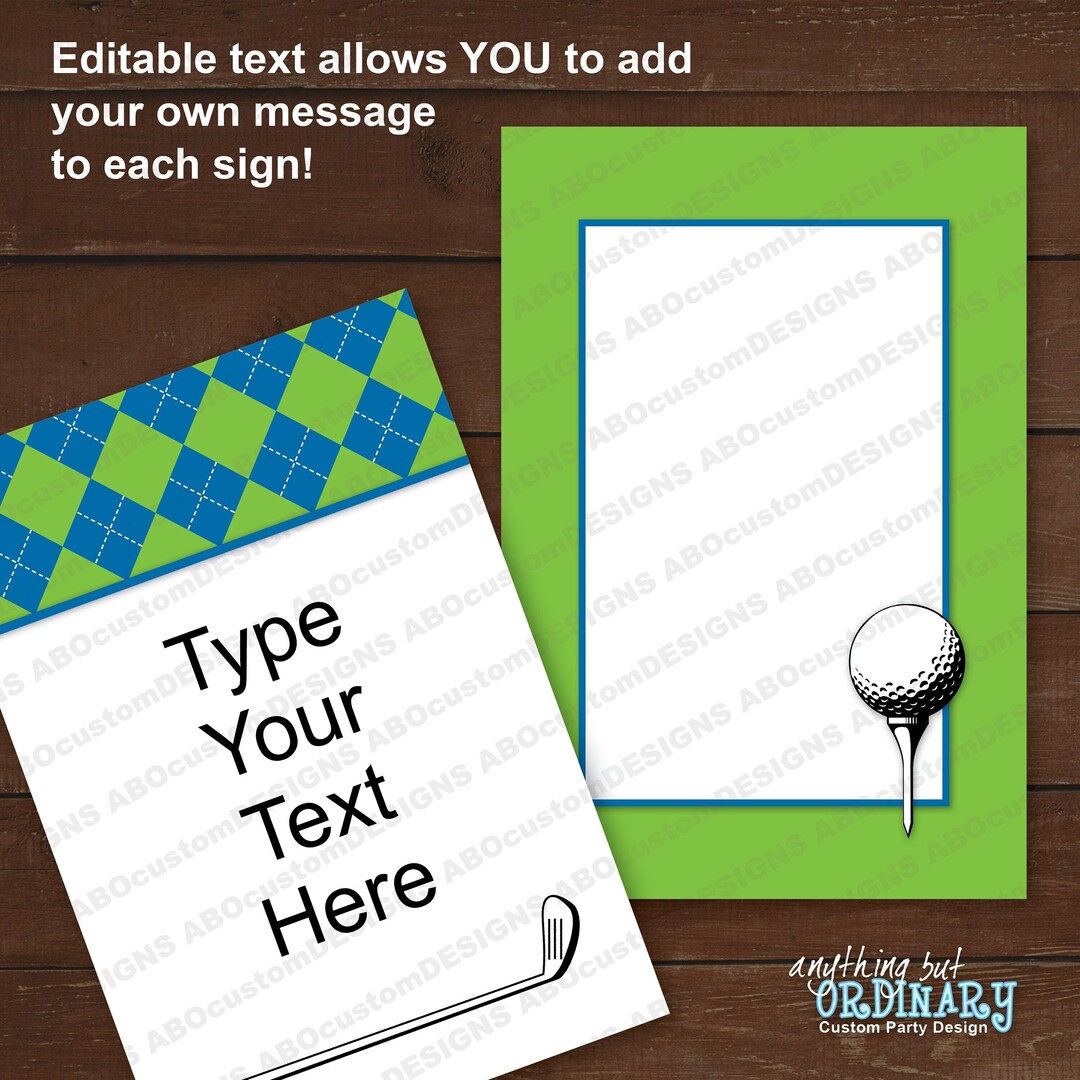 EDITABLE Golf Party Sign Templates | Printable Partee 4" X 6" Vertical ...