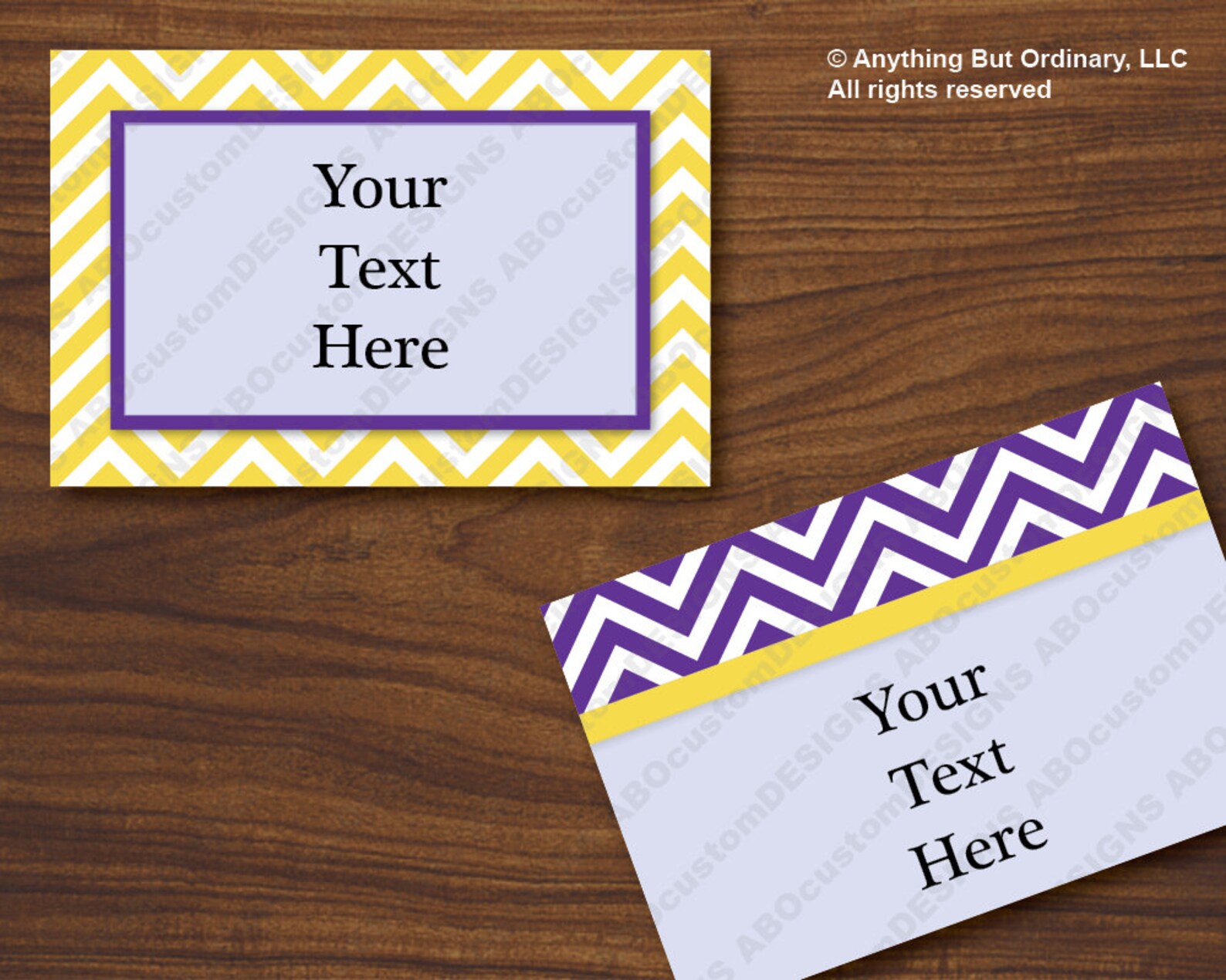 Editable Purple and Yellow Chevron Tent Cards, Folded Buffet Cards ...