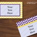 Editable Purple and Yellow Chevron Tent Cards, Folded Buffet Cards ...