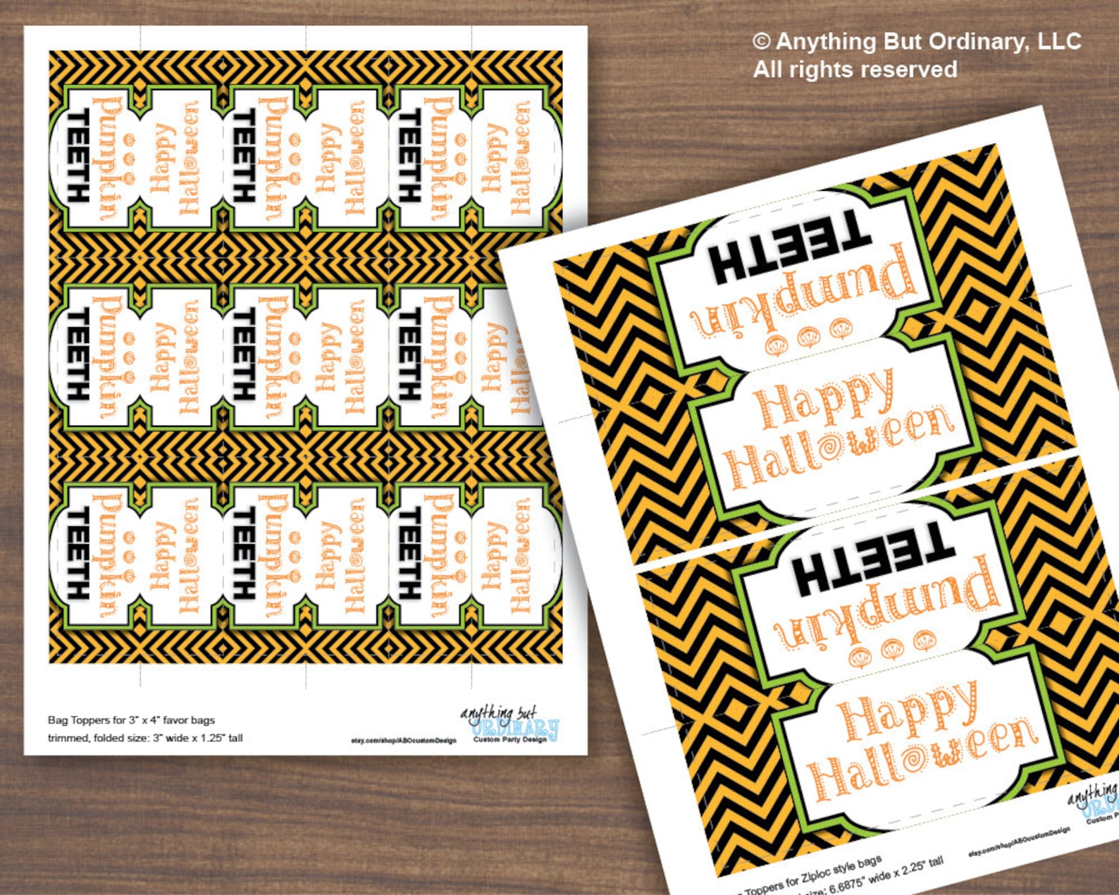 Pumpkin Teeth Bagtoppers Editable Halloween Treat Bag Labels - Etsy