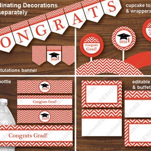Printable Red and White Chevron Signs, Editable Party Signs, INSTANT ...