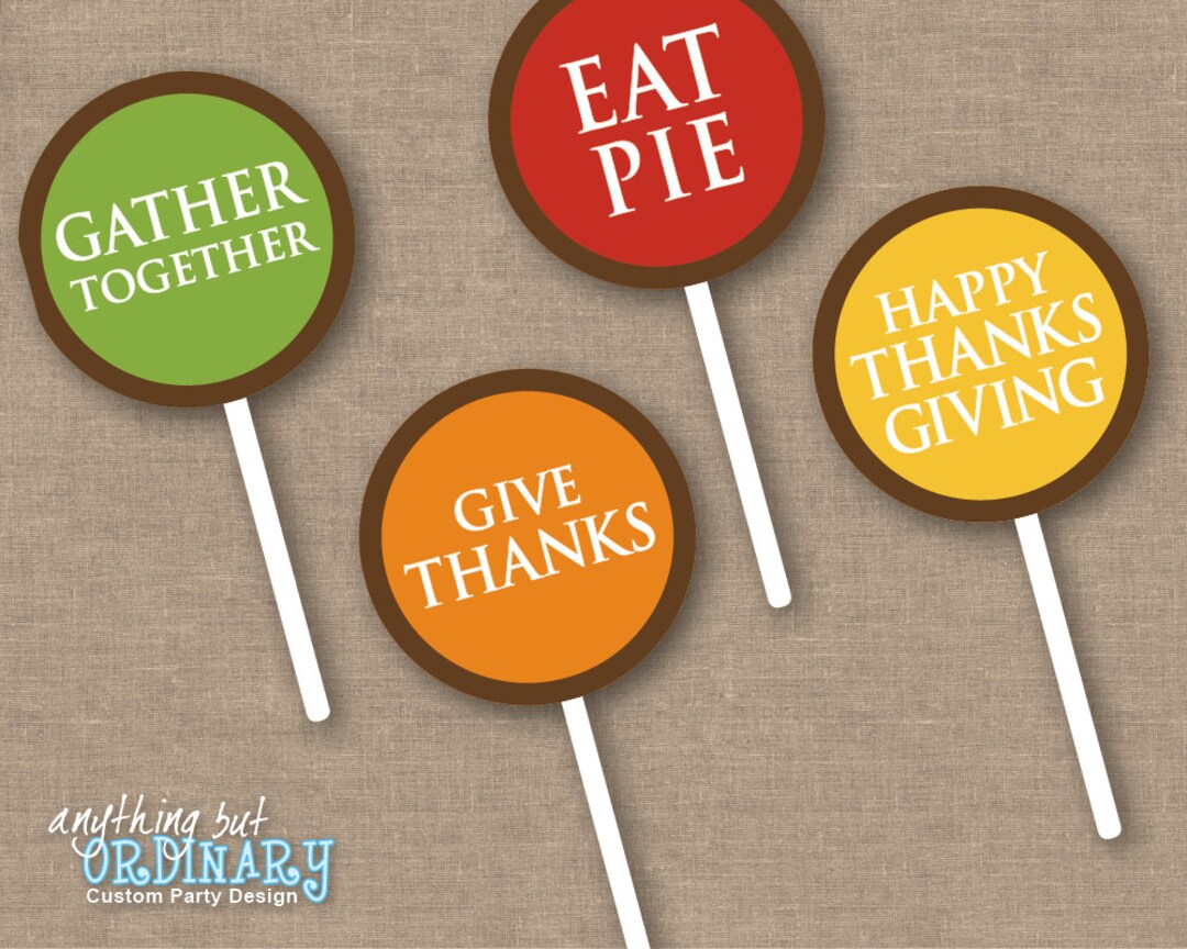DIY Thanksgiving Party Circles for Cupcake Toppers, Gather Together ...