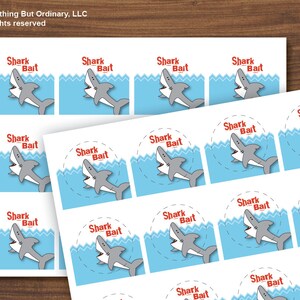 Shark Bait Favor Tags | Printable Round Shark Labels | INSTANT DOWNLOAD ...