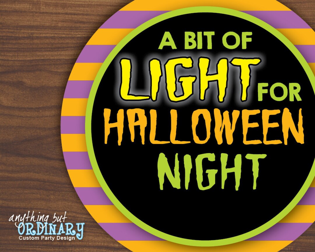 Halloween Glow Stick Labels, Circle Favors, INSTANT DOWNLOAD, Digital ...