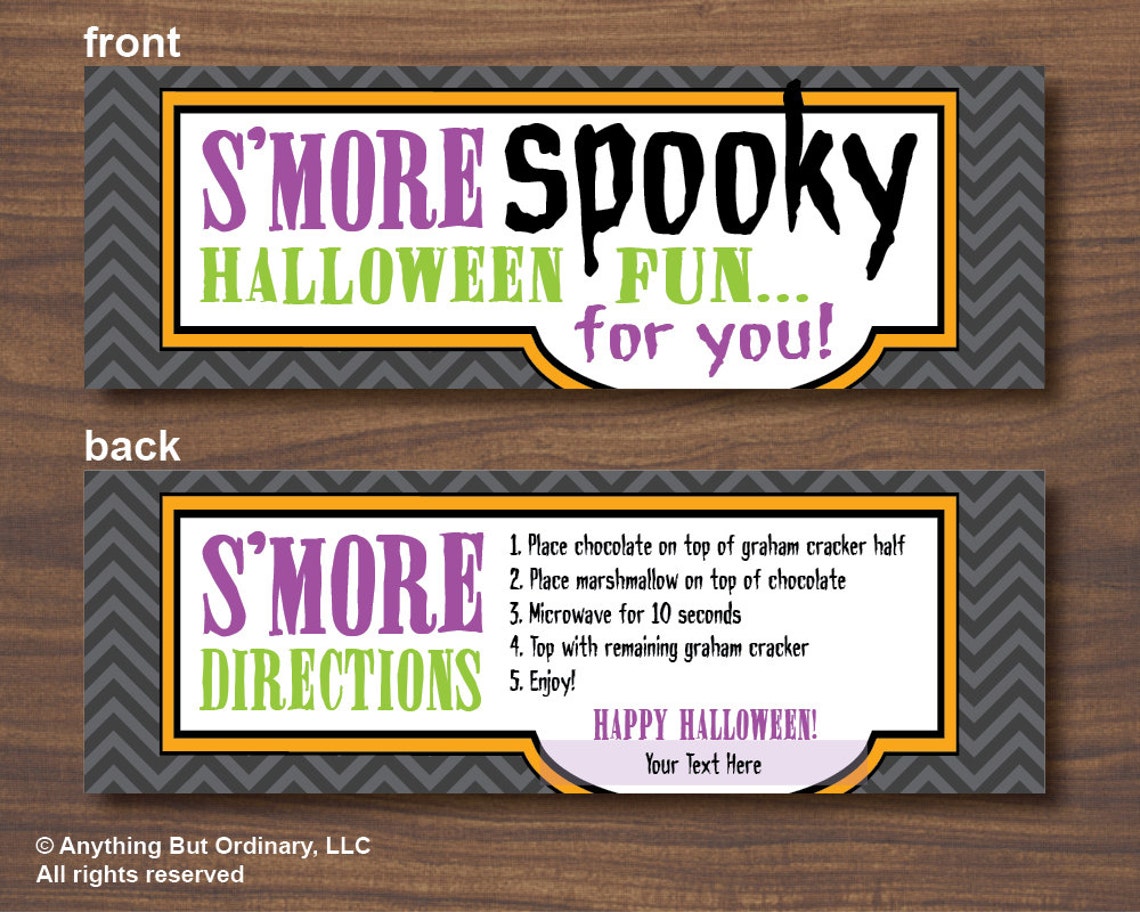 Halloween Smore Spooky Bag Toppers Editable Treat Bag Labels - Etsy