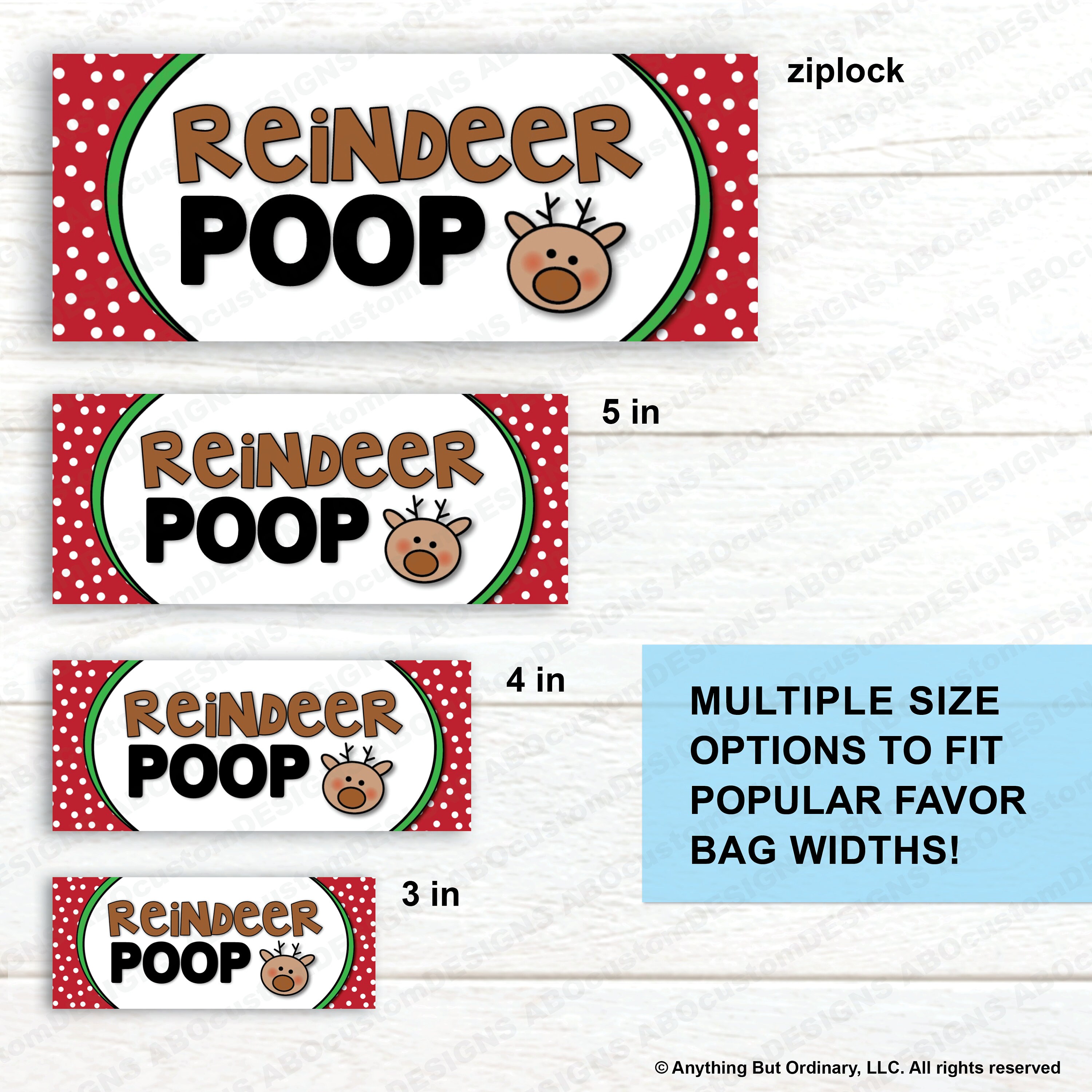 Reindeer Poop Bag Toppers | Funny Editable Christmas Treat Bag Labels ...