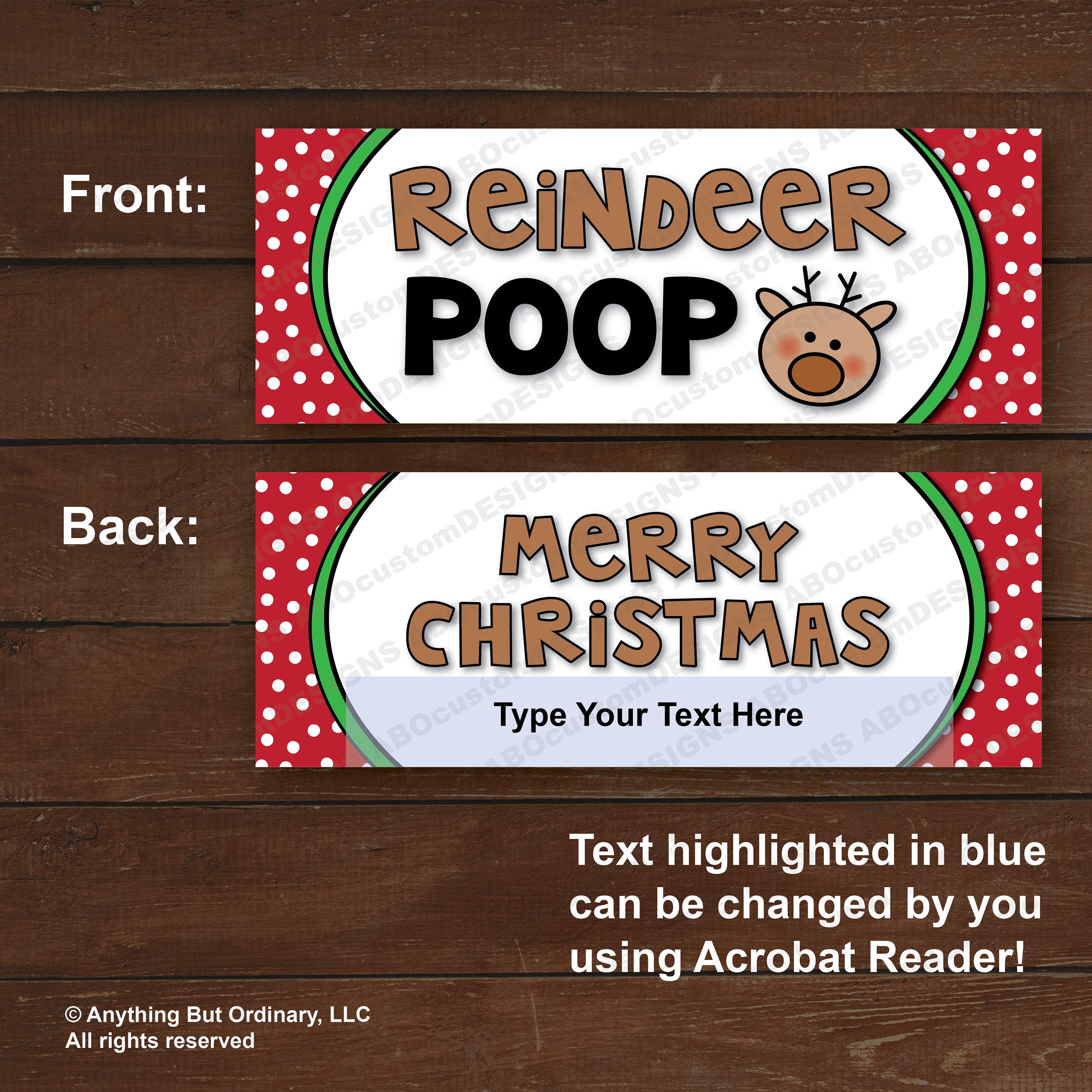 Reindeer Poop Bag Toppers Funny Editable Christmas Treat Bag | Etsy