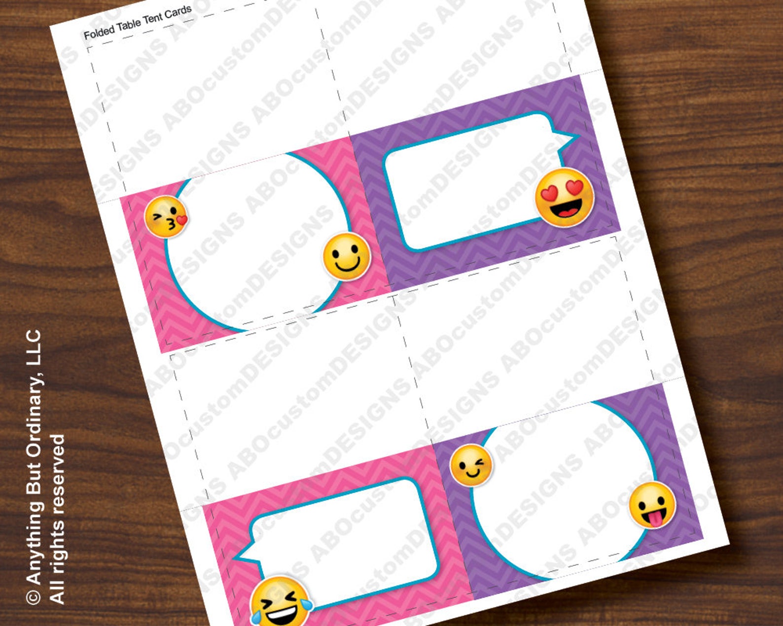 Editable Emoji Tent Cards / Printable Girls Emoji Folded | Etsy
