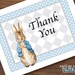Peter Rabbit Thank You Card, Printable Folded Thank You, Blue and Gray ...