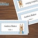 Printable Peter Rabbit Place Cards, Gray and Blue Editable Name Cards ...