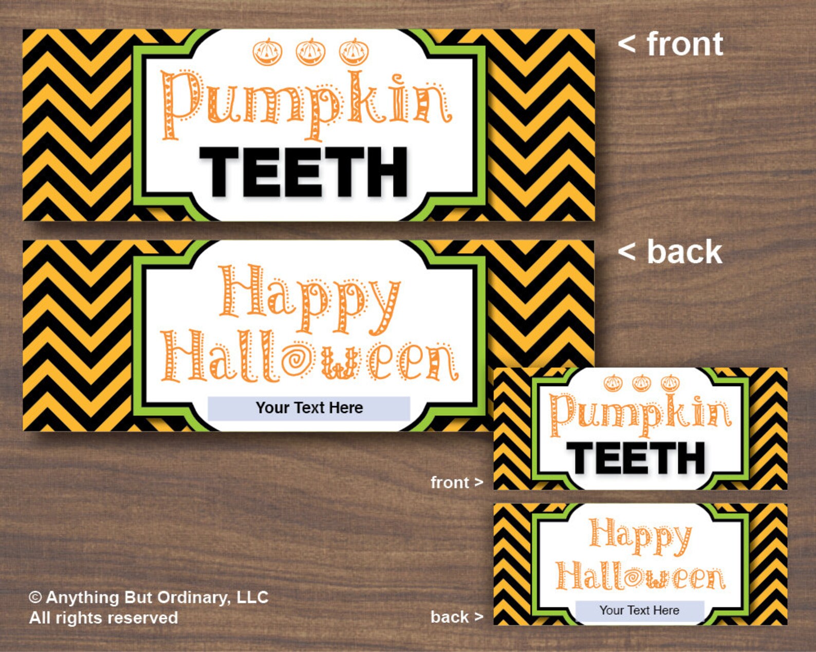 Pumpkin Teeth Bagtoppers, Editable Halloween Treat Bag Labels, INSTANT ...