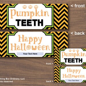 Pumpkin Teeth Bagtoppers, Editable Halloween Treat Bag Labels, INSTANT ...