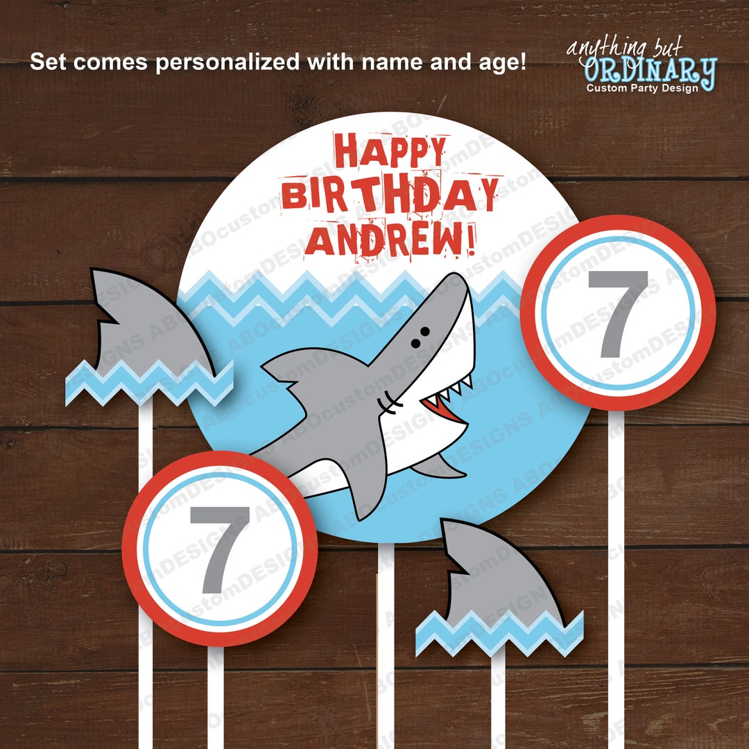 PERSONALIZED Shark Birthday Party Centerpiece Set | Printable Shark ...