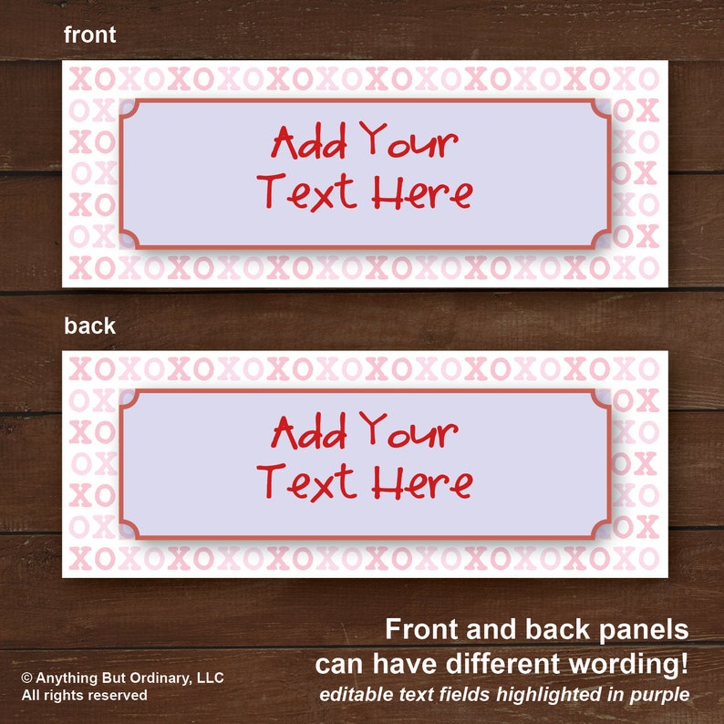 EDITABLE Message XOXO Bag Toppers, Printable Hugs and Kisses Valentine ...