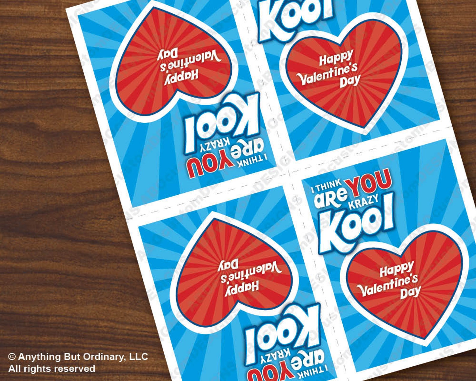 Krazy Kool Valentine Cards Printable Drink Mix Holder | Etsy