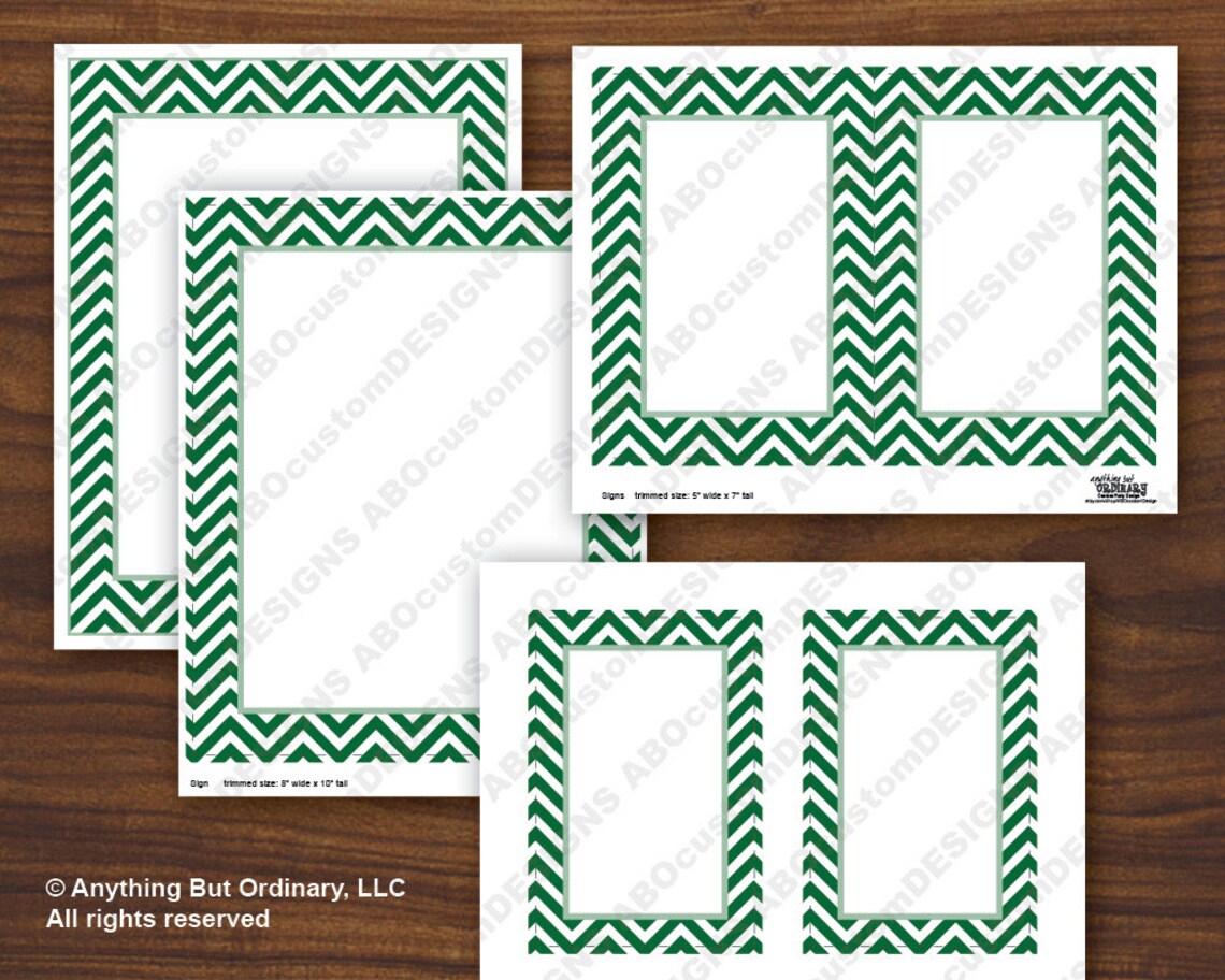 Editable Party Signs in Green Chevron Printable Green Chevron - Etsy