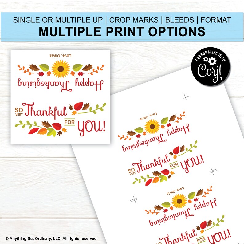 Thankful for You Bag Toppers Editable Thanksgiving Treat Bag - Etsy