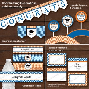 Printable Orange and Blue Label Cards | Editable Chevron Favor Tags ...