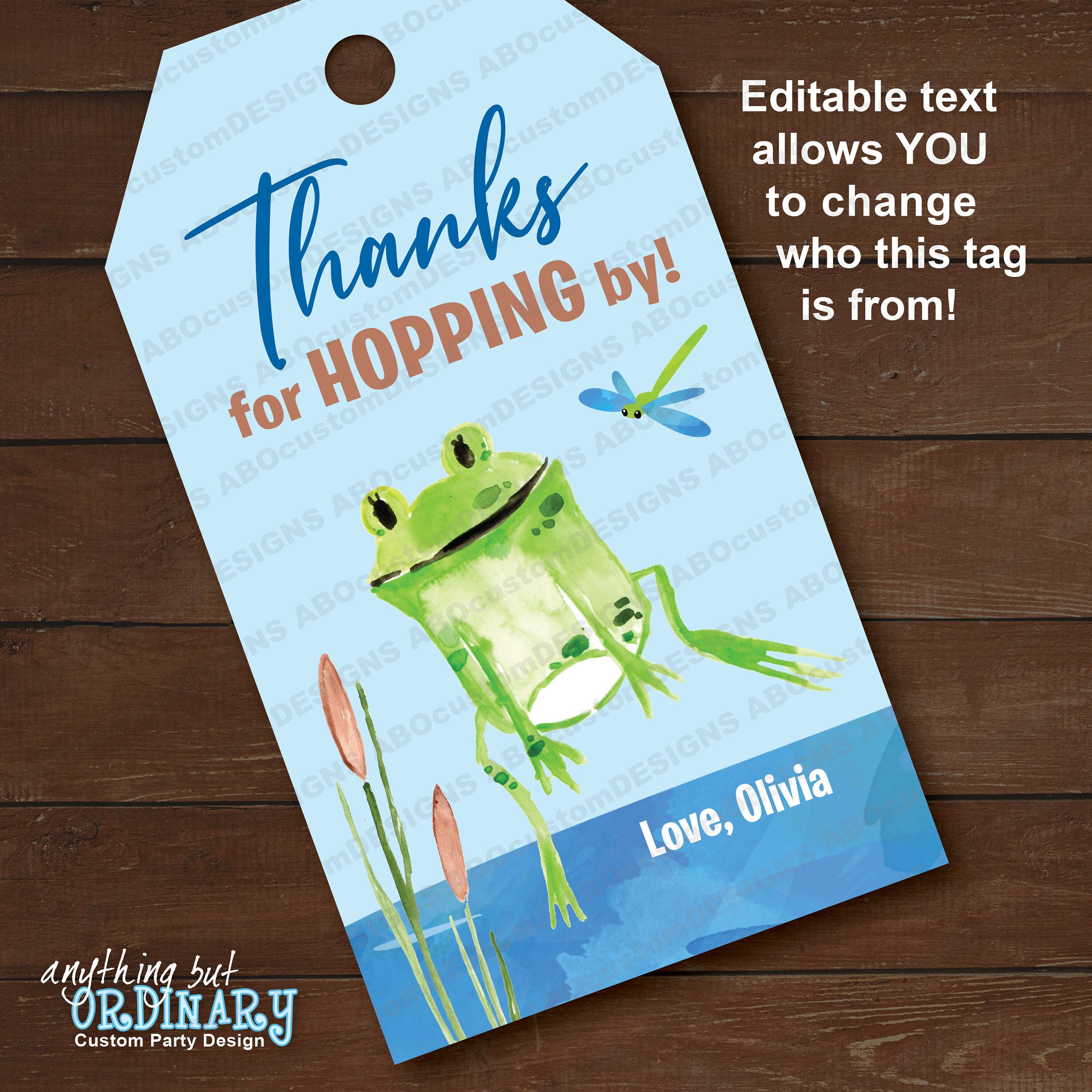 Frog Pond Thank You Tags Printable Thanks for Hopping by - Etsy