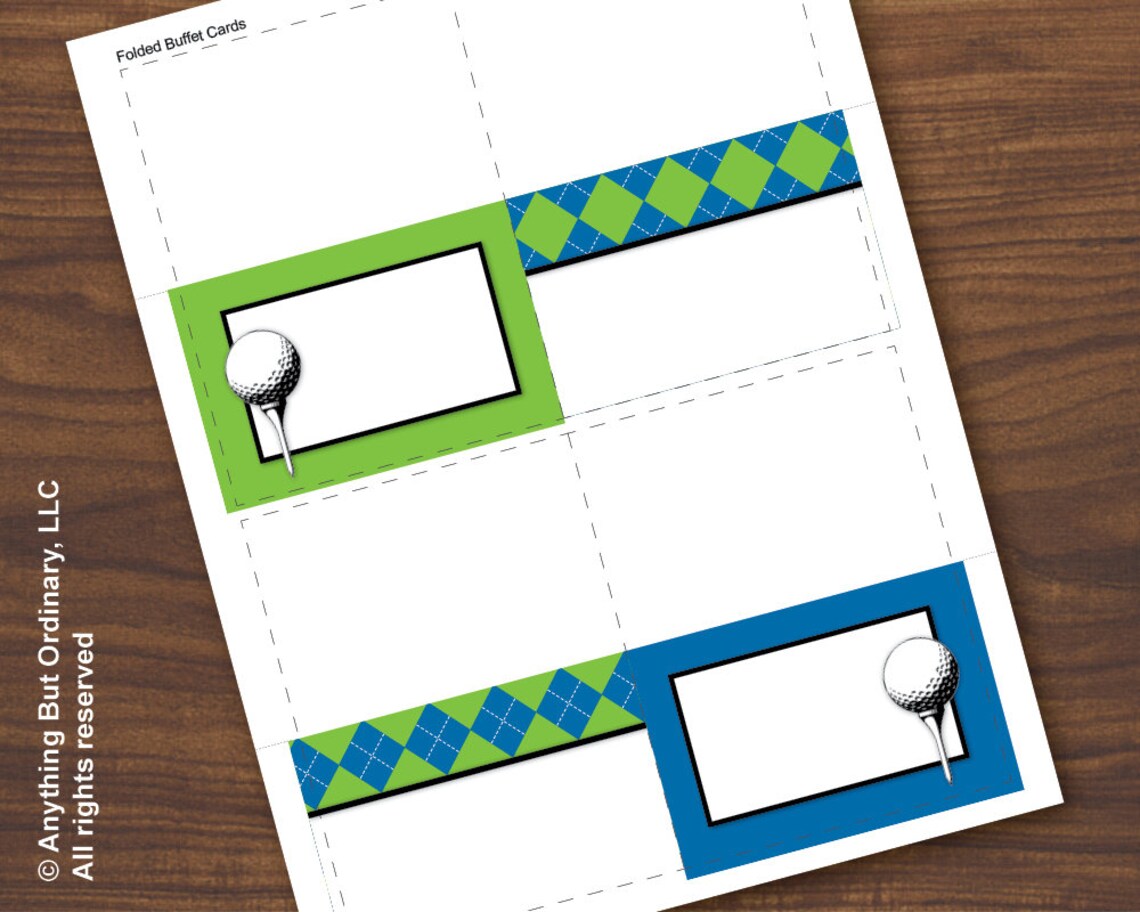 Blue and Green Golf Party Buffet Cards Editable Partee | Etsy