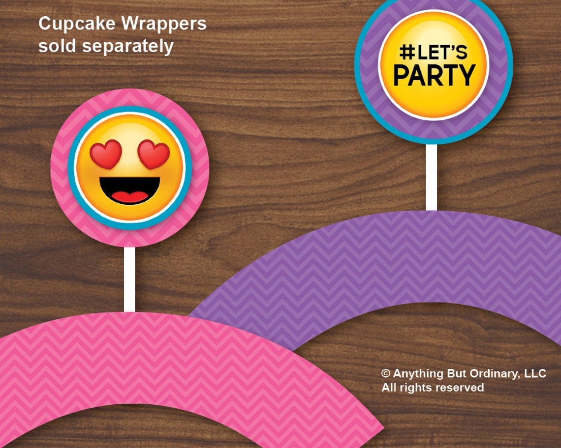 Printable Emoji Birthday Party Cupcake Toppers Girl's - Etsy