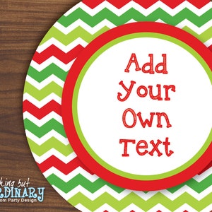 Editable Red and Green Chevron Tags, Christmas Gift Tags, Editable ...