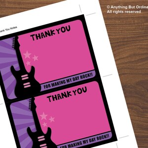 Girl's Rockstar Thank You Card / Printable Rockstar Party Thank You ...