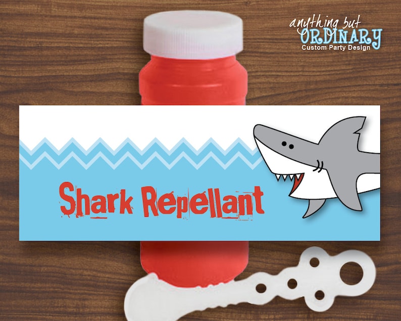 Shark Repellant Bubbles Favor Label DIY Bubbles Wrapper - Etsy