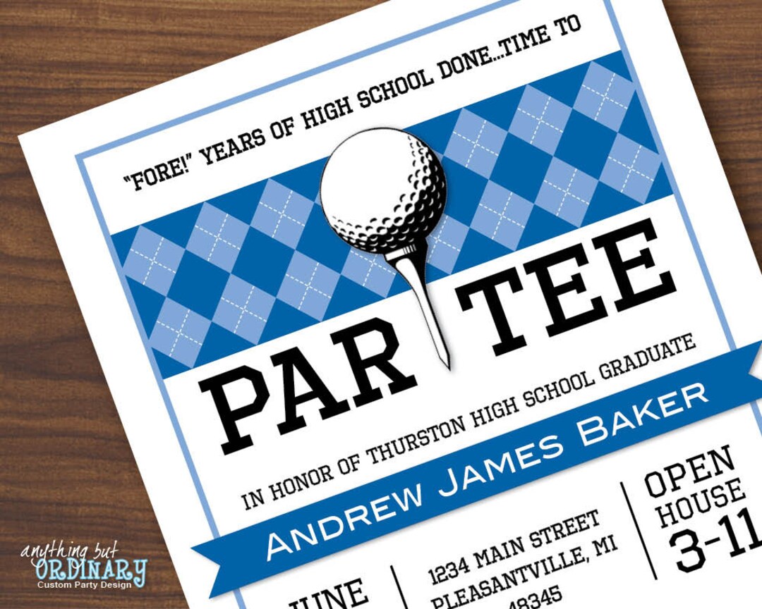 PERSONALIZED Golf Graduation Party Invitation | Printable Partee Golf ...
