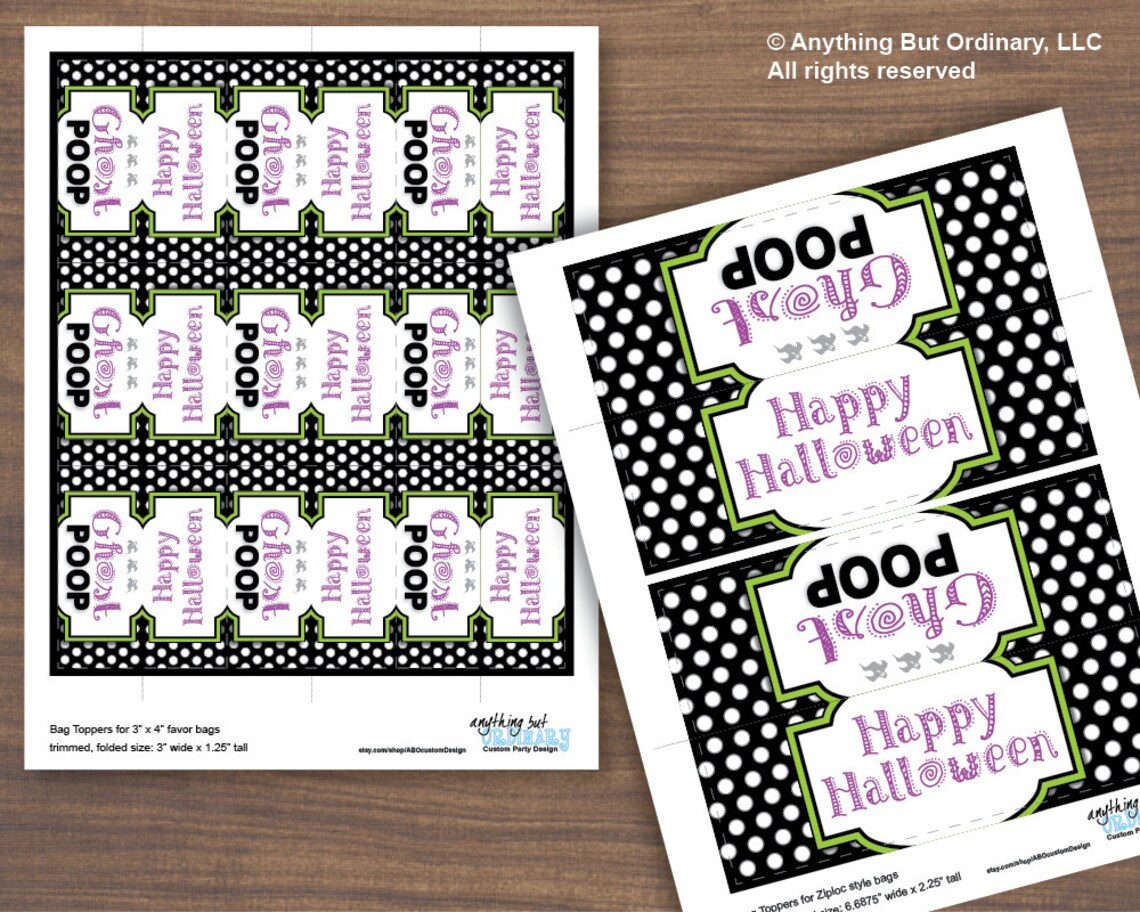 Ghost Poop Bagtoppers Editable Halloween Treat Bag Labels | Etsy