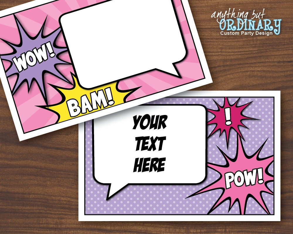 SuperGirl Party Signs Editable Comic Book Speech Bubble | Etsy