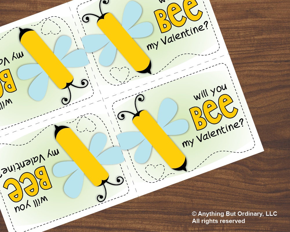 Lip Balm Valentine Printable BEE my Valentine Cards INSTANT | Etsy