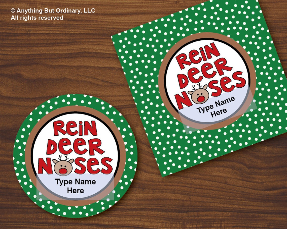 Reindeer Noses Gift Tags Printable Christmas Favor Tags - Etsy