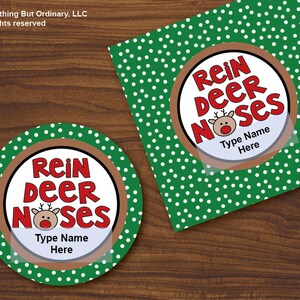 Reindeer Noses Gift Tags, Printable Christmas Favor Tags, Editable ...