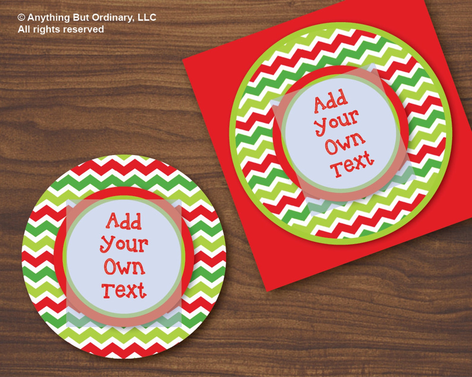 Editable Red and Green Chevron Tags Christmas Gift Tags - Etsy