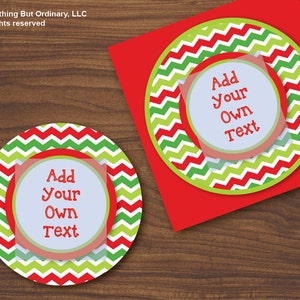 Editable Red and Green Chevron Tags, Christmas Gift Tags, Editable ...