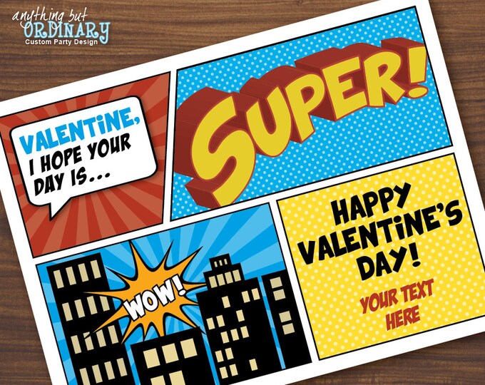 Super Hero Valentines - Cute Super Hero - Printable Valentines - Super ...